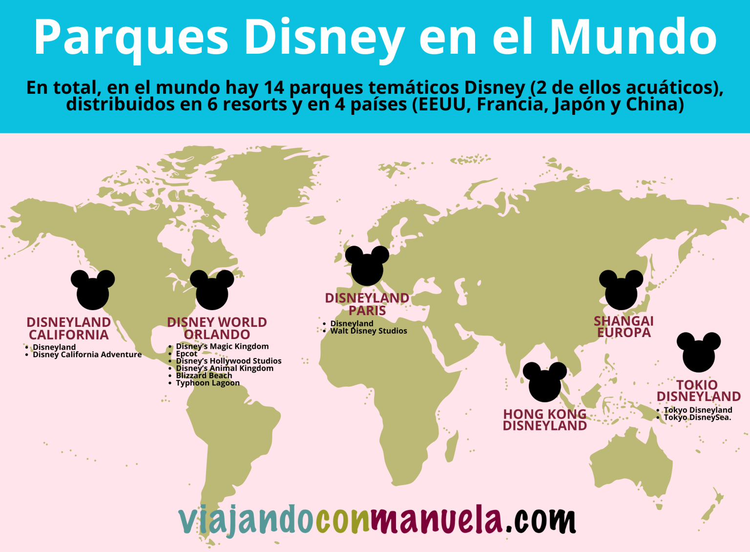 ¿Cuántos Parques DISNEY en el MUNDO hay? 🌎🐭 Guía 2025